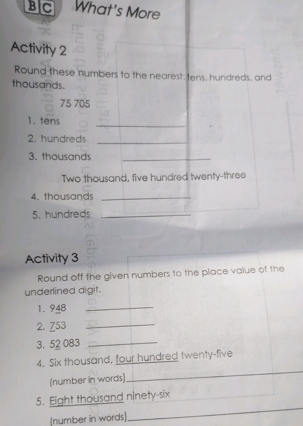 Activity 2 Round these numbers to the | StudyX