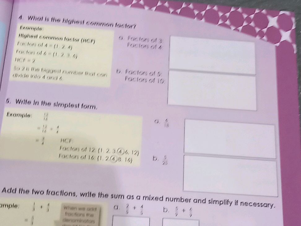 What is the highest common factor? Example: