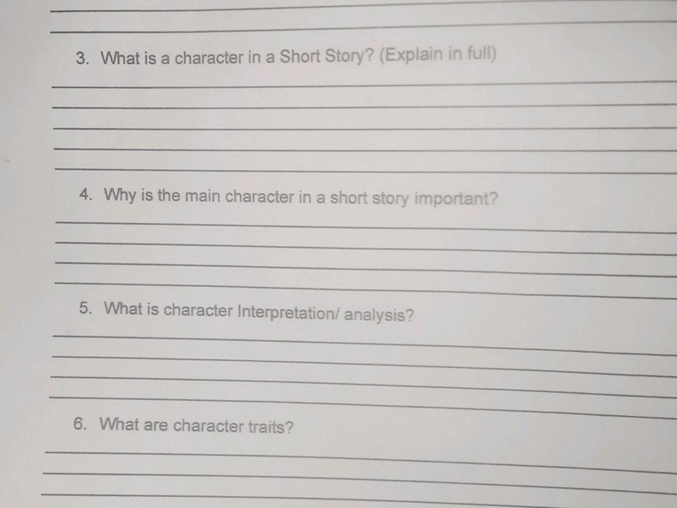 3. What is a character in a Short Story? | StudyX