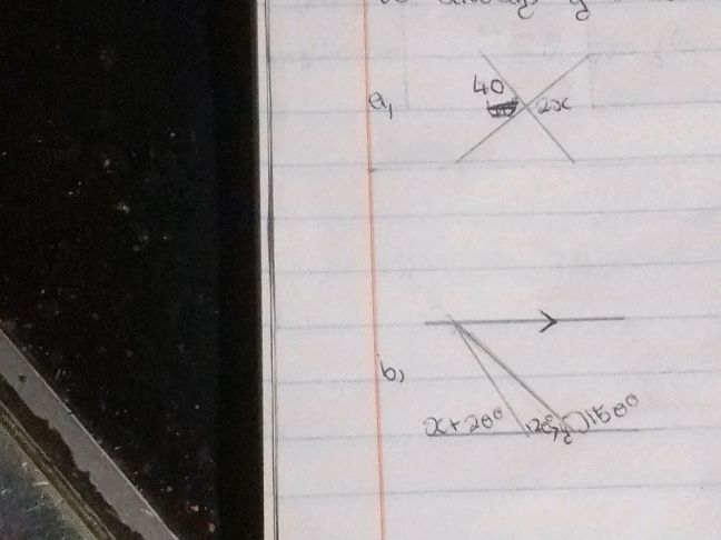 a) Diagram with angles: 40 degrees and 2x
