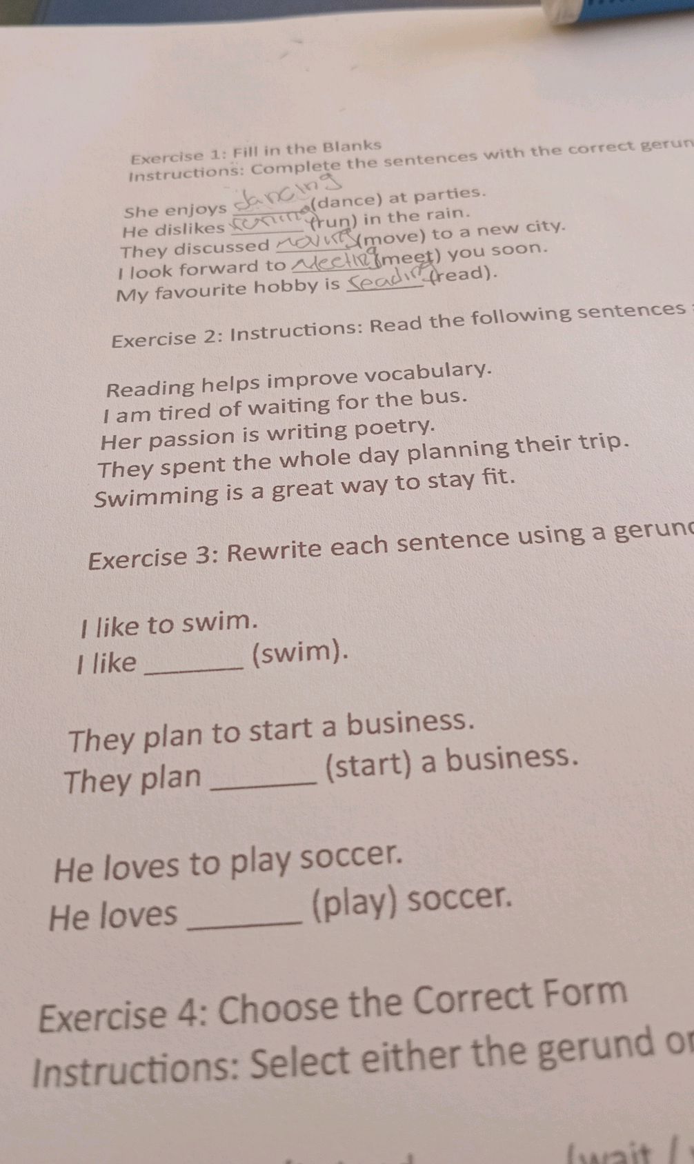 Exercise 1: Fill in the Blanks Instructions: | StudyX