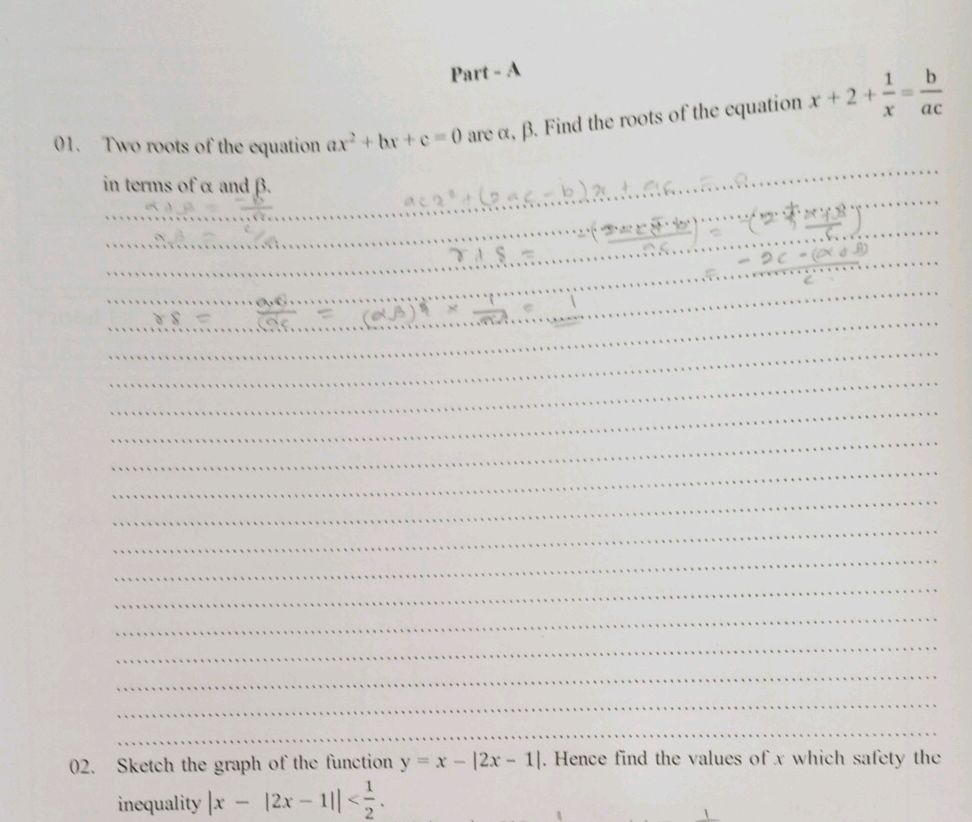 01. Two roots of the equation $ax^2 + bx + c | StudyX