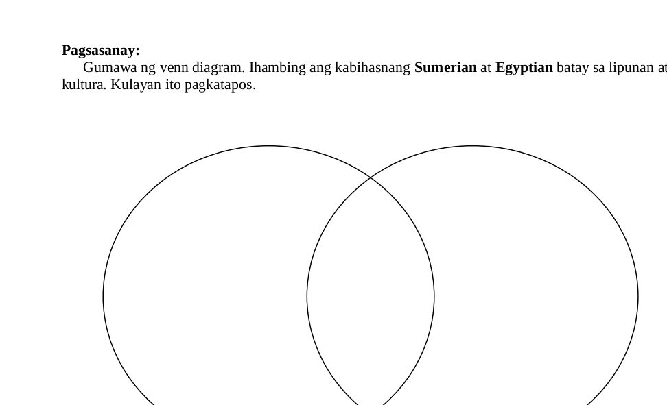 Pagsasanay: Gumawa ng venn diagram. Ihambing