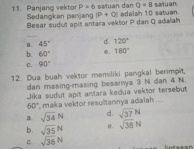 11. Panjang vektor P = 6 satuan dan Q = 8 | StudyX