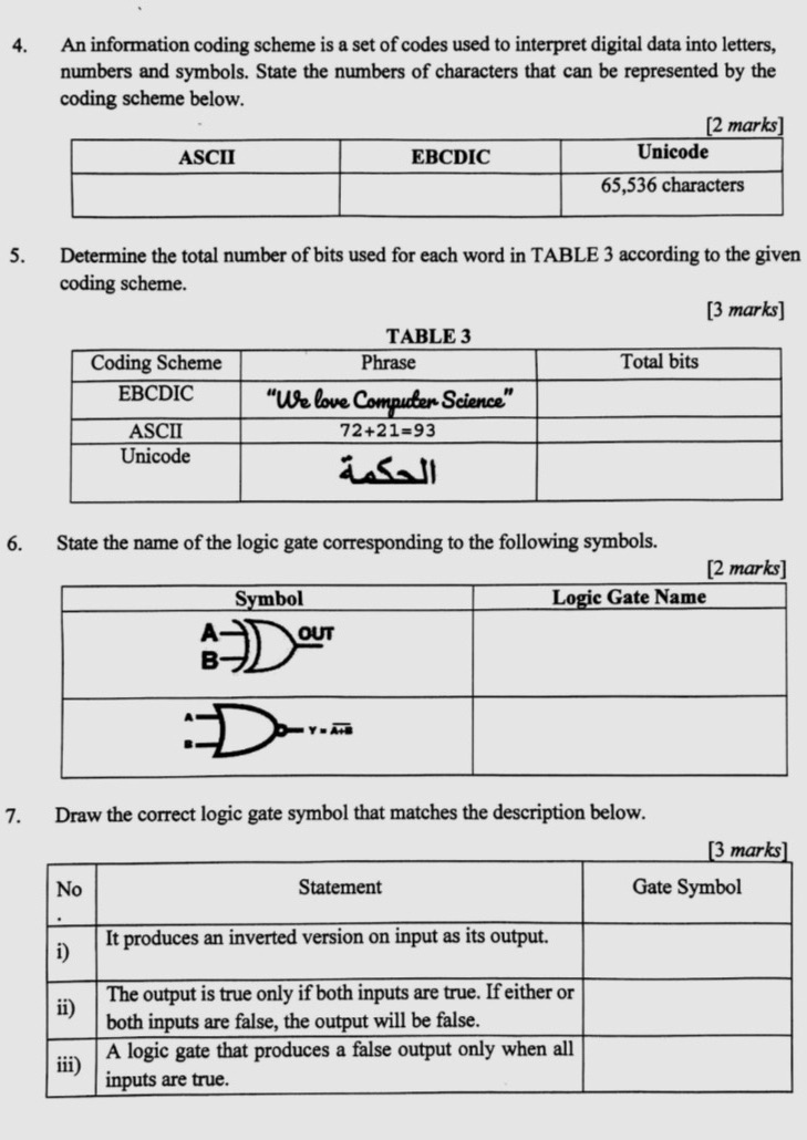 4. An information coding scheme is a set of | StudyX