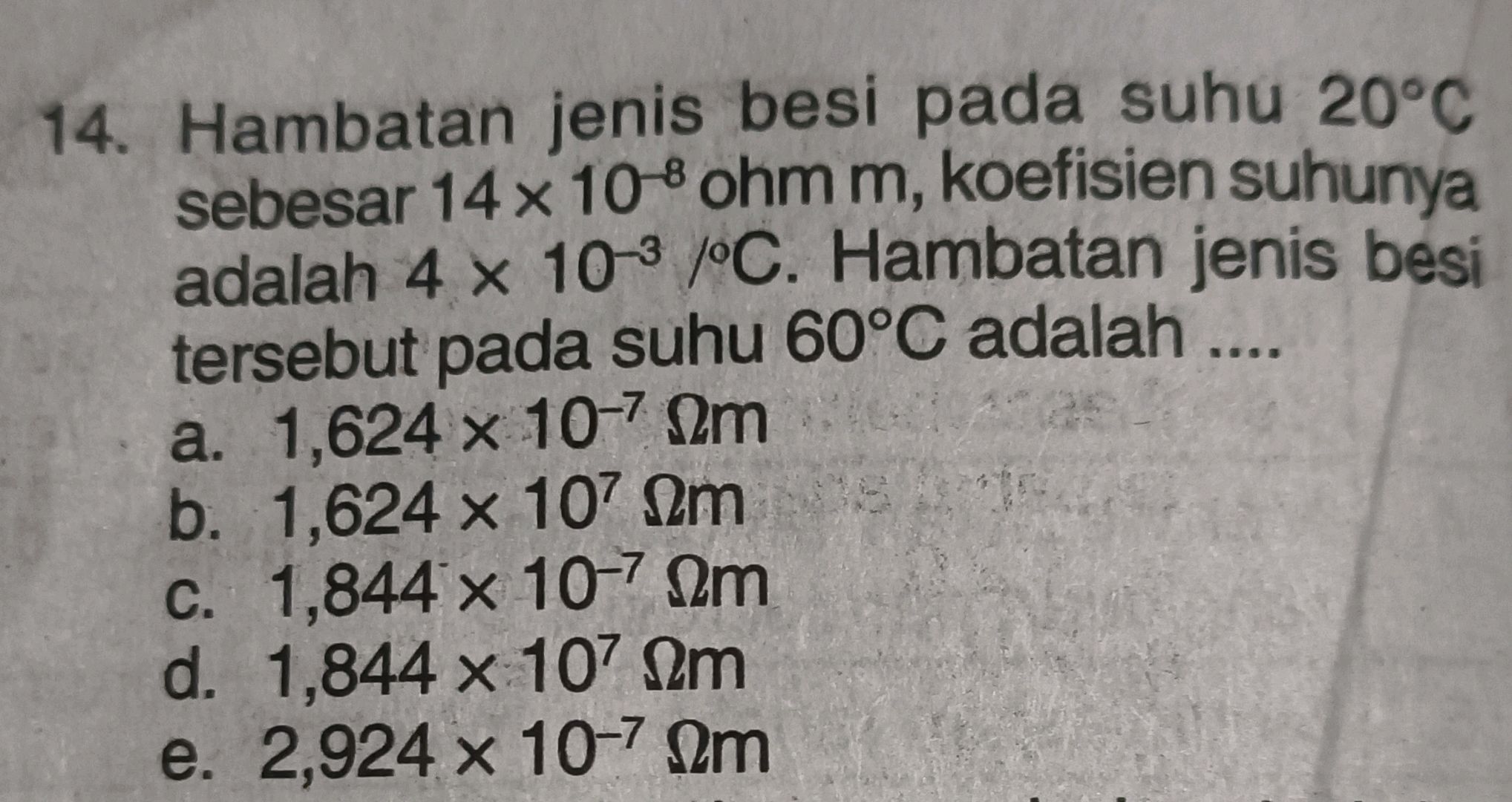 14. Hambatan jenis besi pada suhu 20°C | StudyX