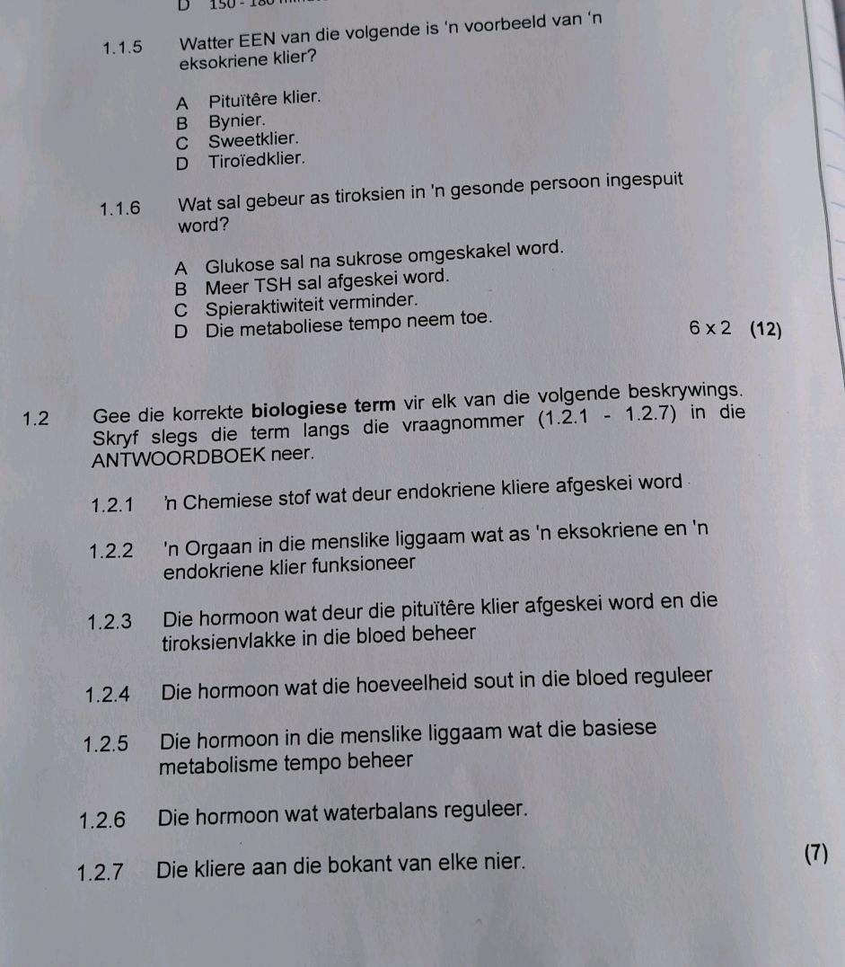 1.1.5 Watter EEN van die volgende is 'n