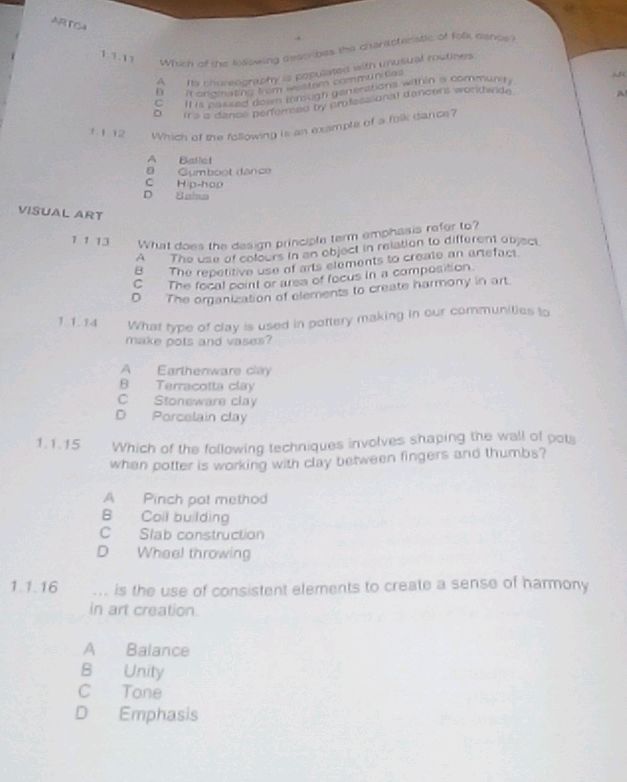 ARTCA 1.1.11 Which of the following | StudyX