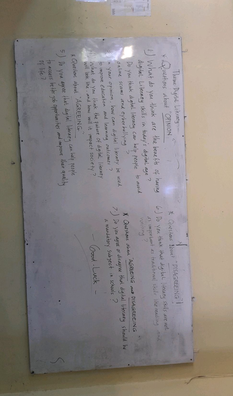 Theme: Digital Literacy * Questions about