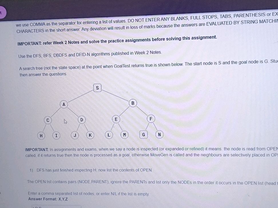 Use the DFS, BFS, DBDFS and DFID-N | StudyX