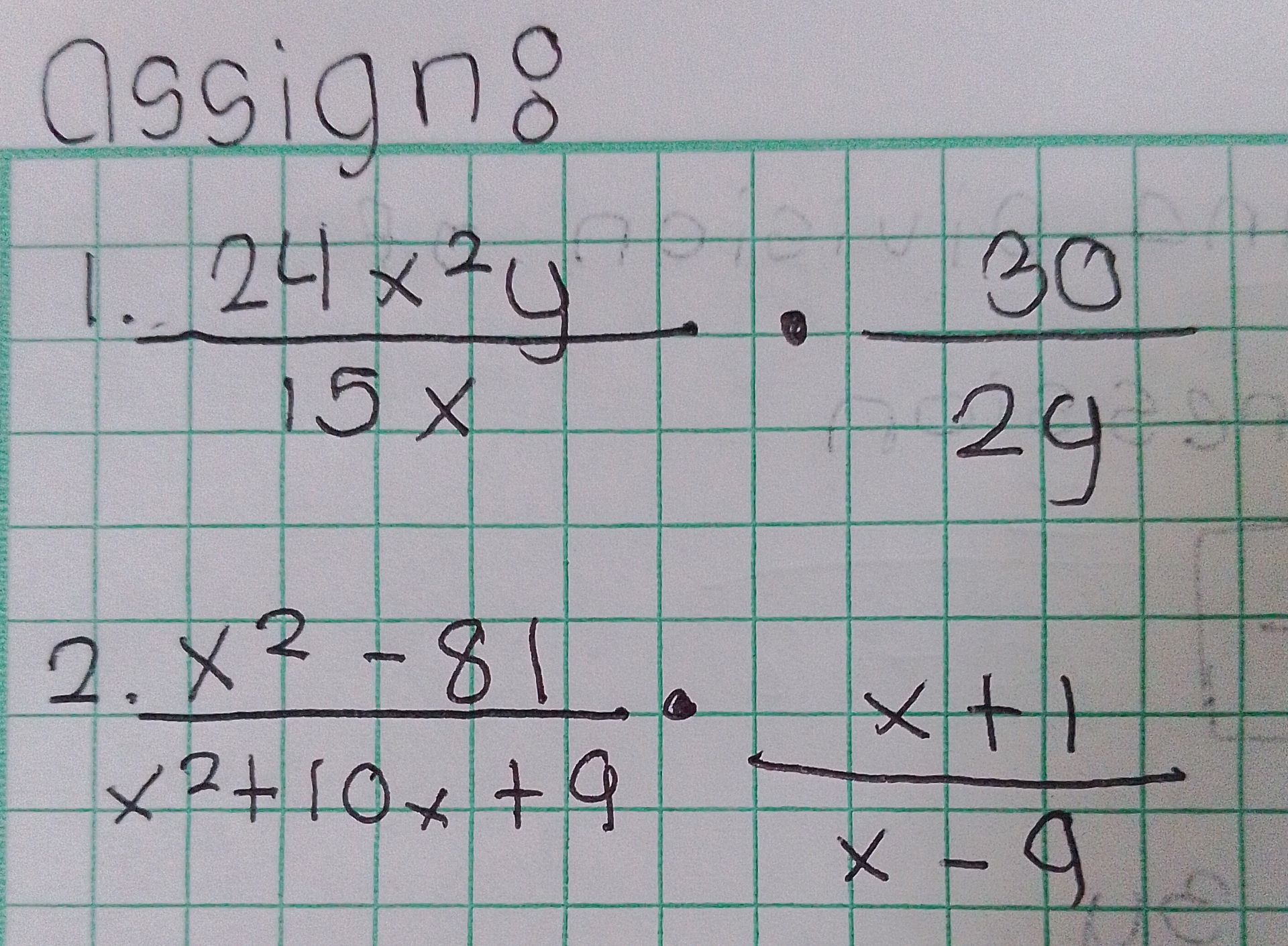 {24x^2y}{15x} {30}{2y} 2.