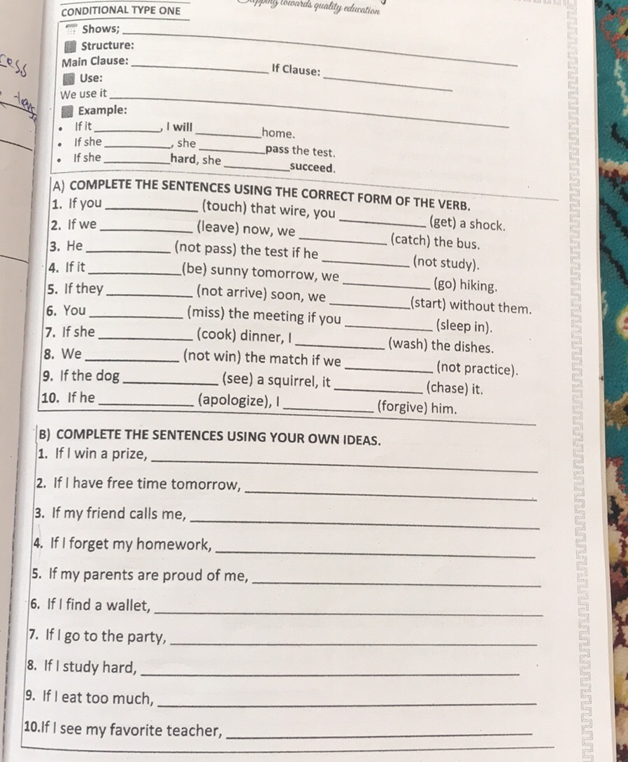 A) COMPLETE THE SENTENCES USING THE CORRECT | StudyX