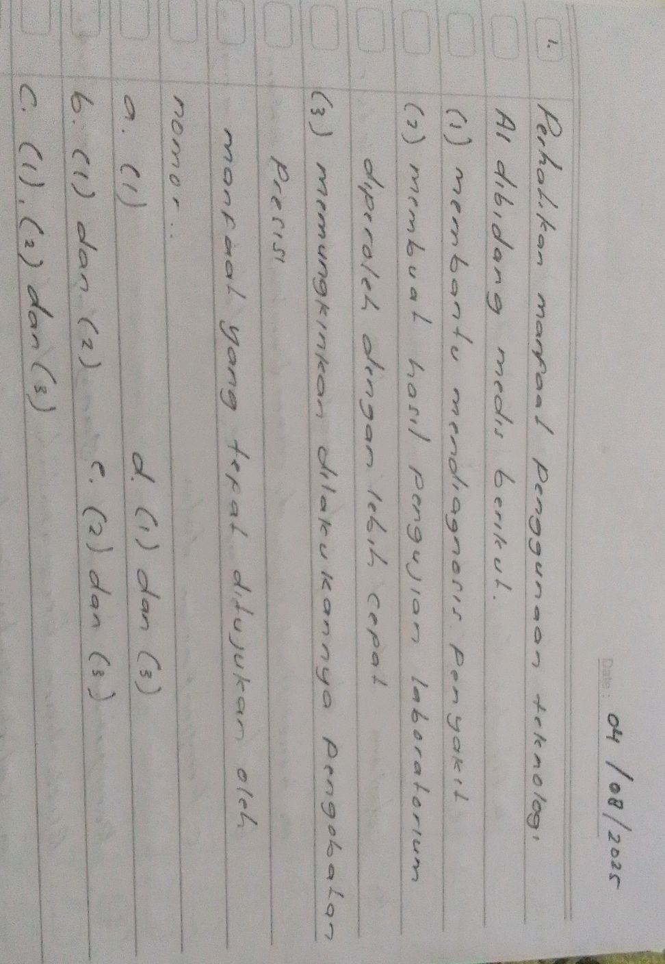 04 / 08/2025 1. Perhakikan marraal | StudyX