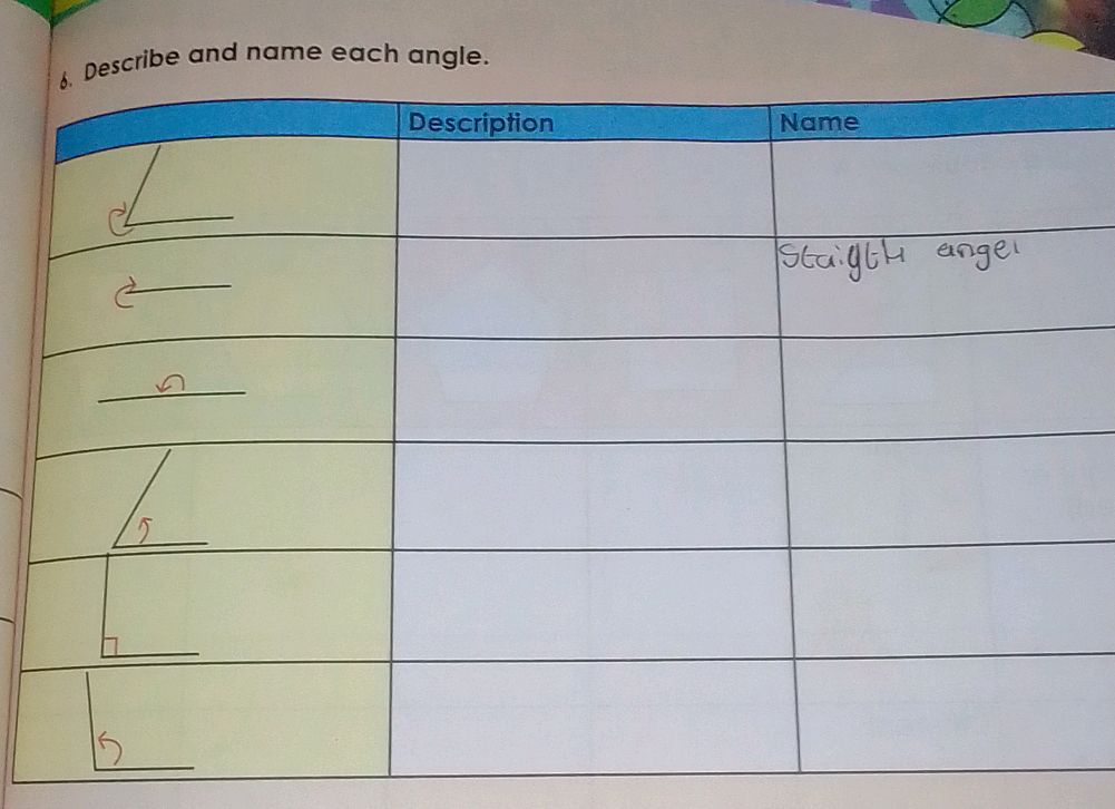 6. Describe and name each angle. | | | StudyX