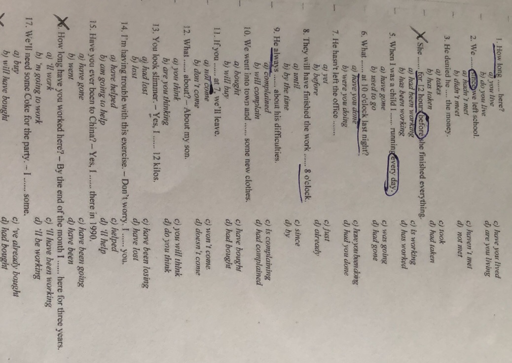 1. How long ...... here? a) you live b) do | StudyX