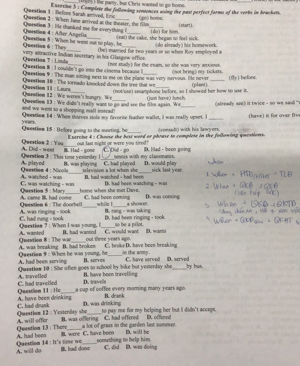 Exercise 3: Complete the following sentences | StudyX