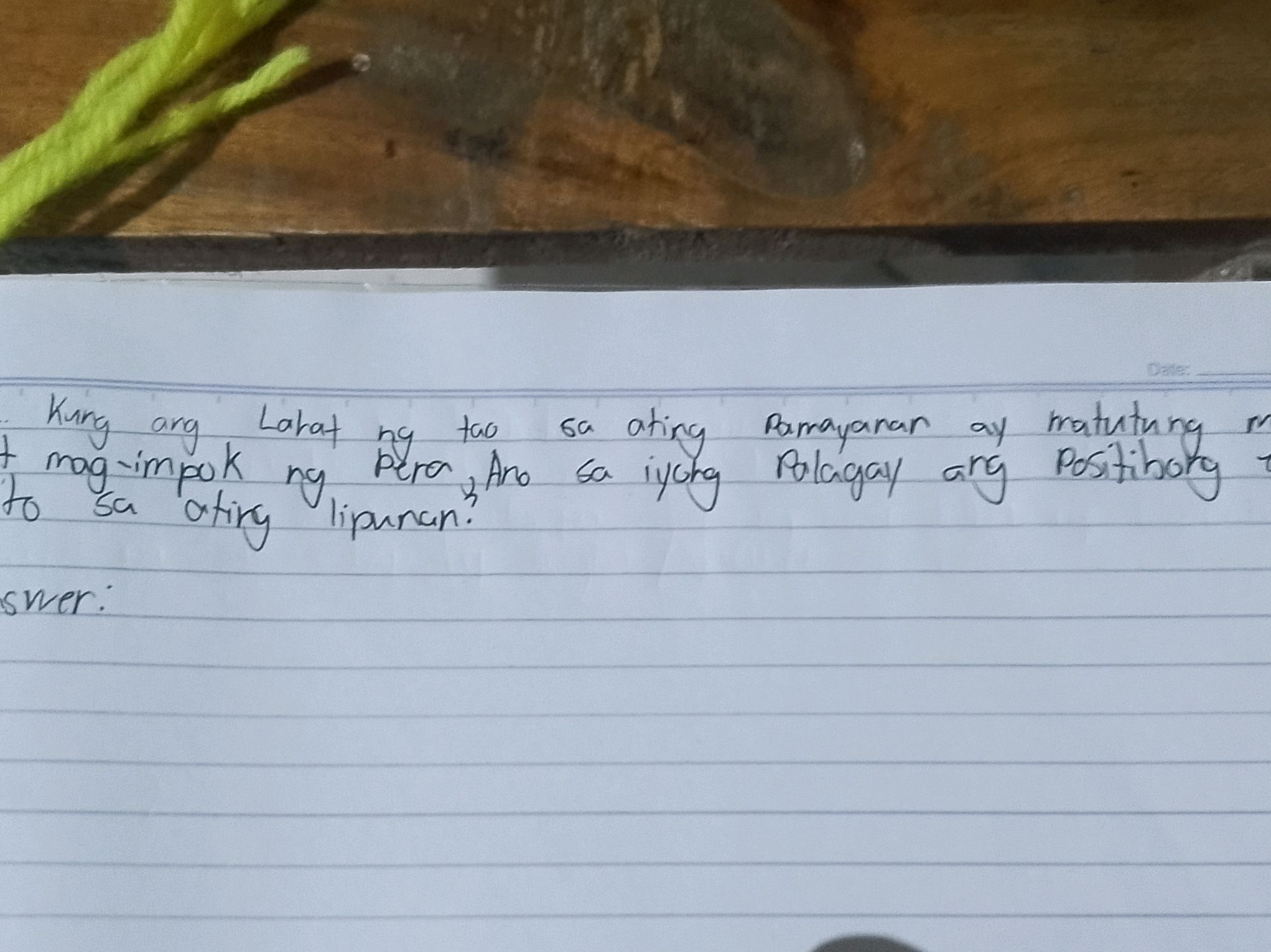 Kung Lahat ng tao sa ating Pamayanan ay