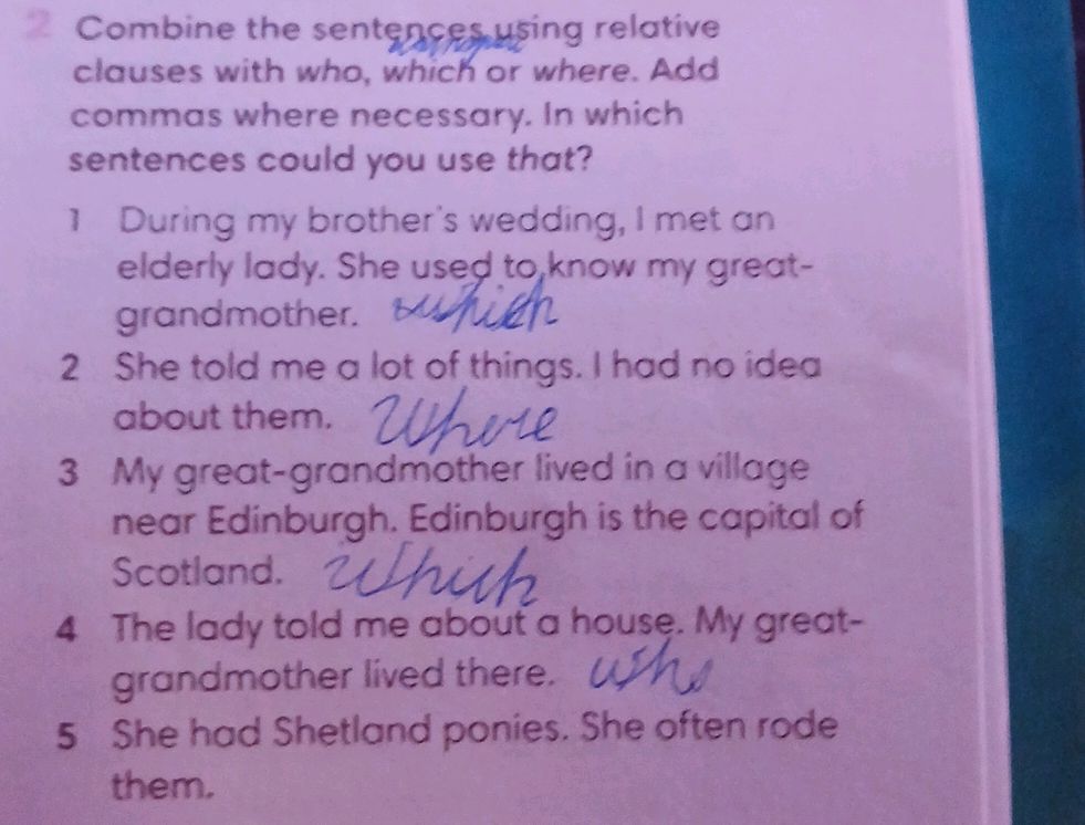 2 Combine the sentences using relative | StudyX