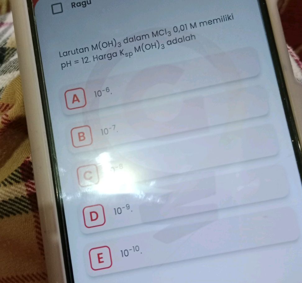 Larutan M(OH)3 dalam MCI3 0,01 M memiliki pH