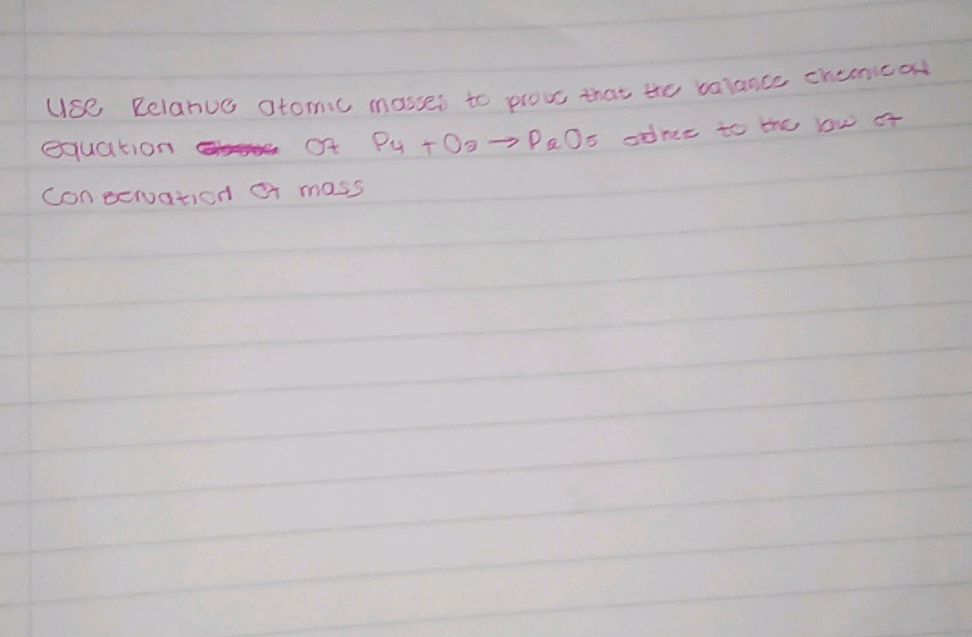 Use relative atomic masses to prove that the | StudyX