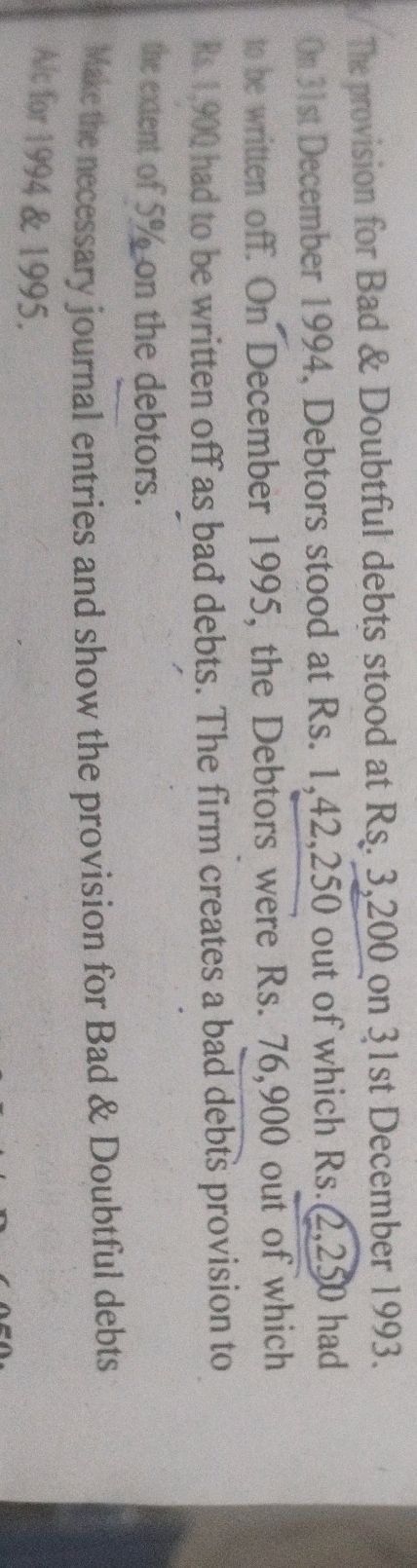 The provision for Bad Doubtful debts stood | StudyX