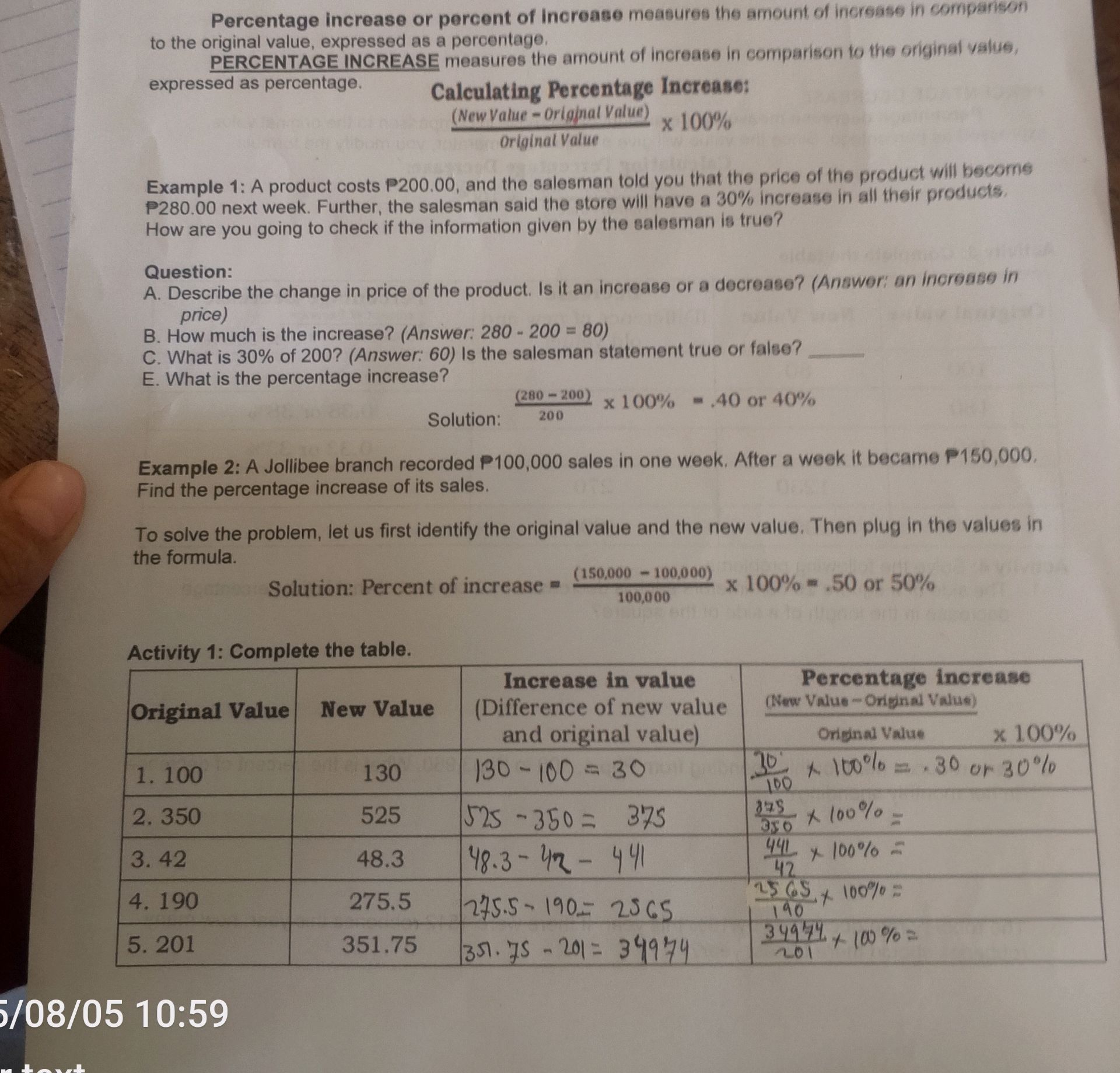 Calculating Percentage Increase: $ {New | StudyX