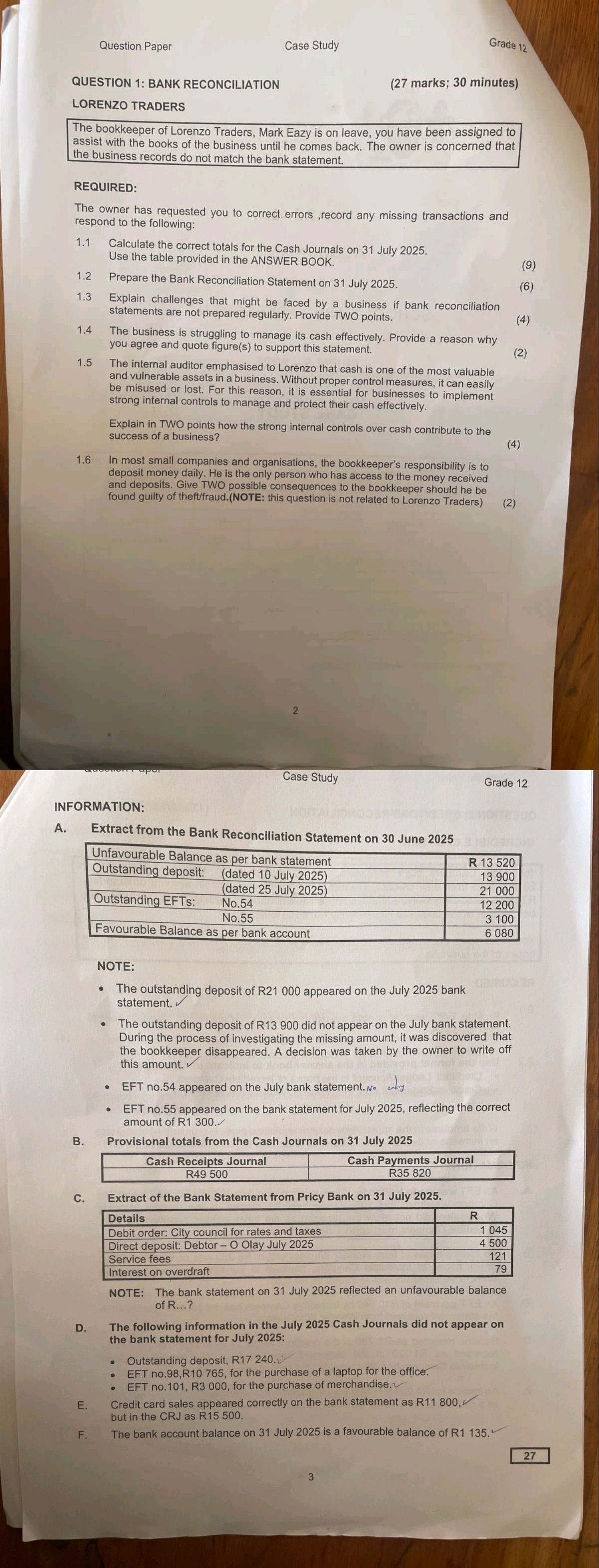 Question Paper Case Study Grade 12 QUESTION | StudyX