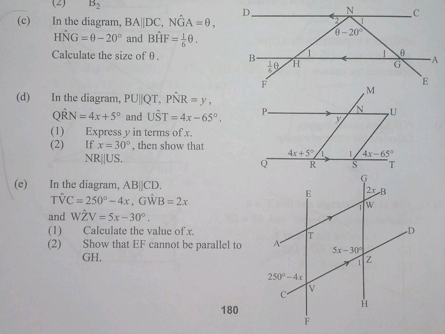 (c) In the diagram, BA||DC, NGA = \( \), HNG