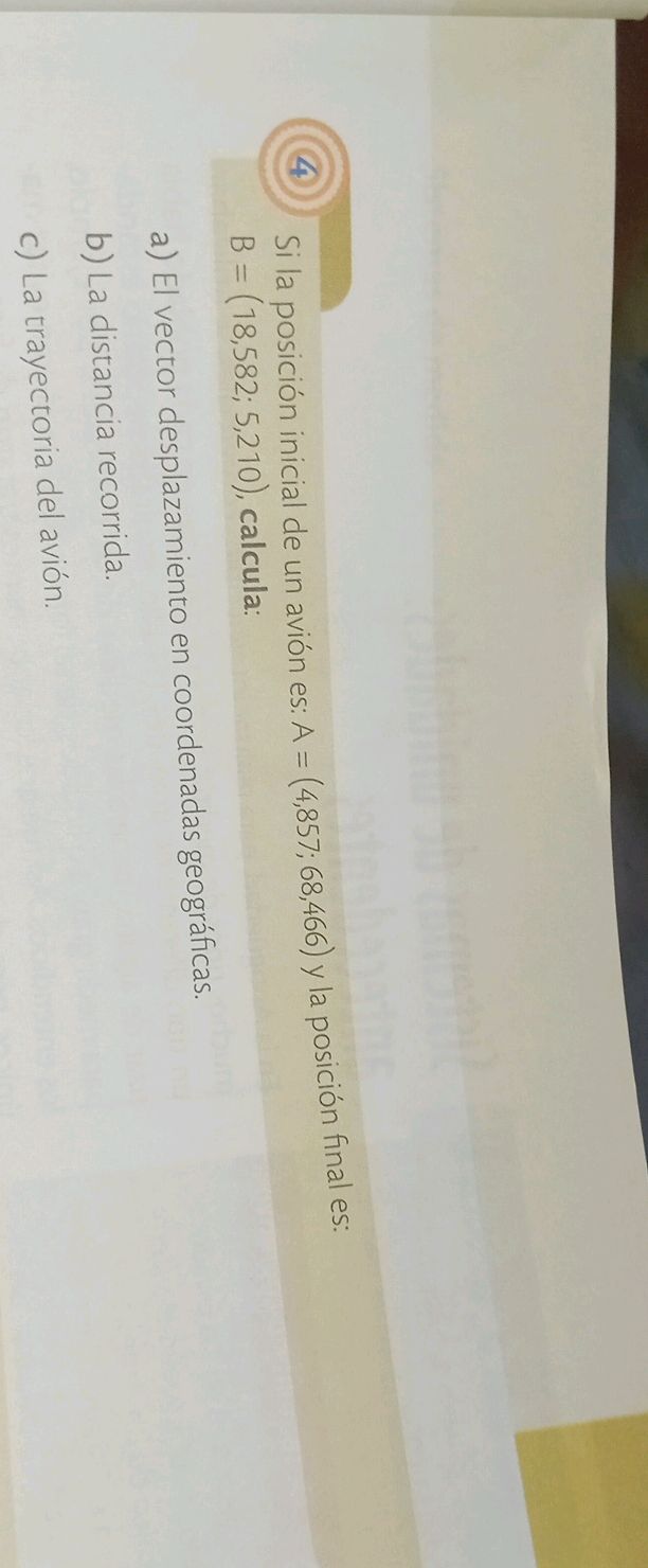 Si la posición inicial de un avión es: