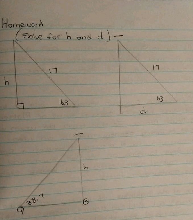 Homework (Solve for h and d). There are | StudyX