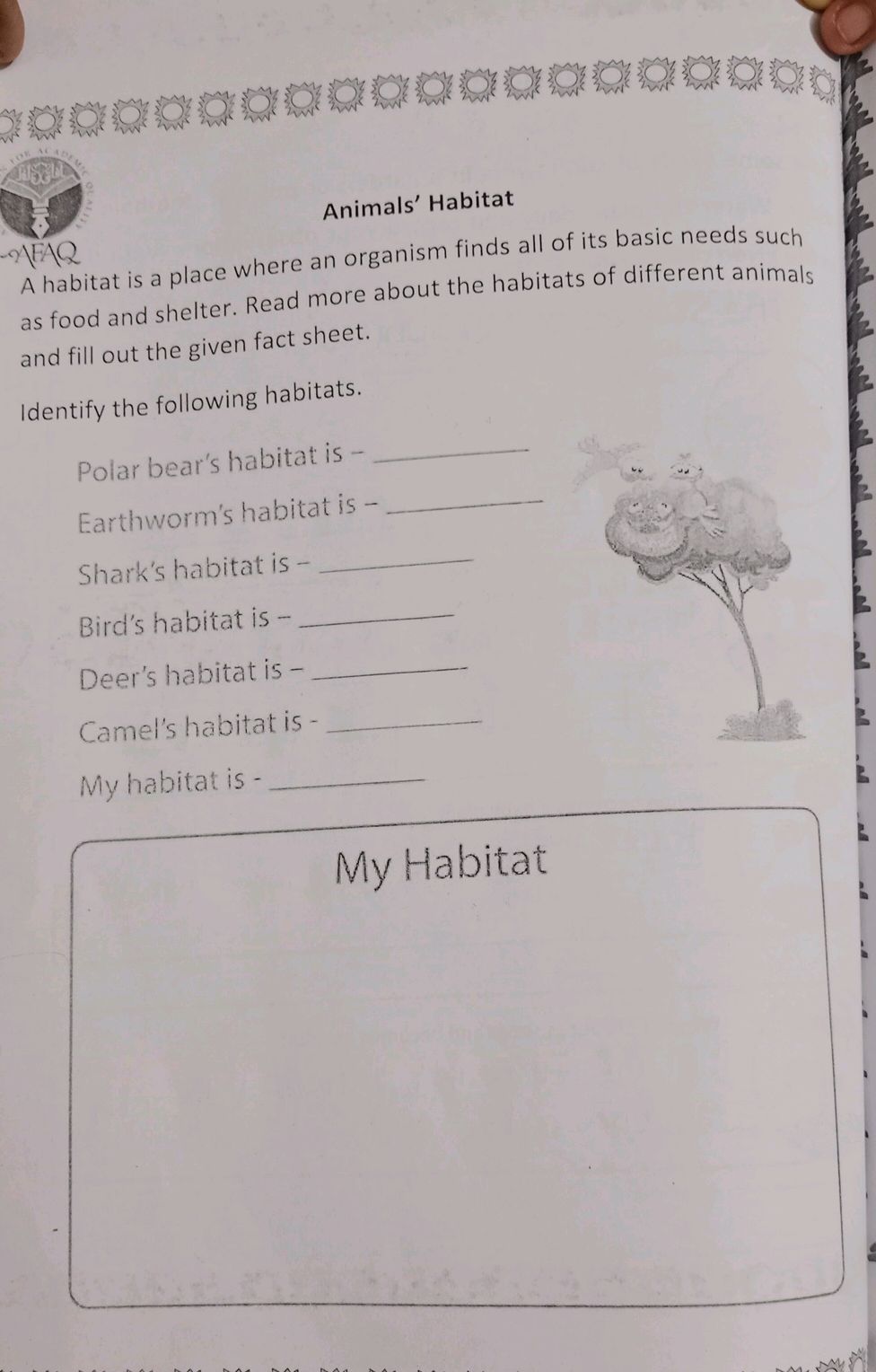 Animals' Habitat A habitat is a place where | StudyX