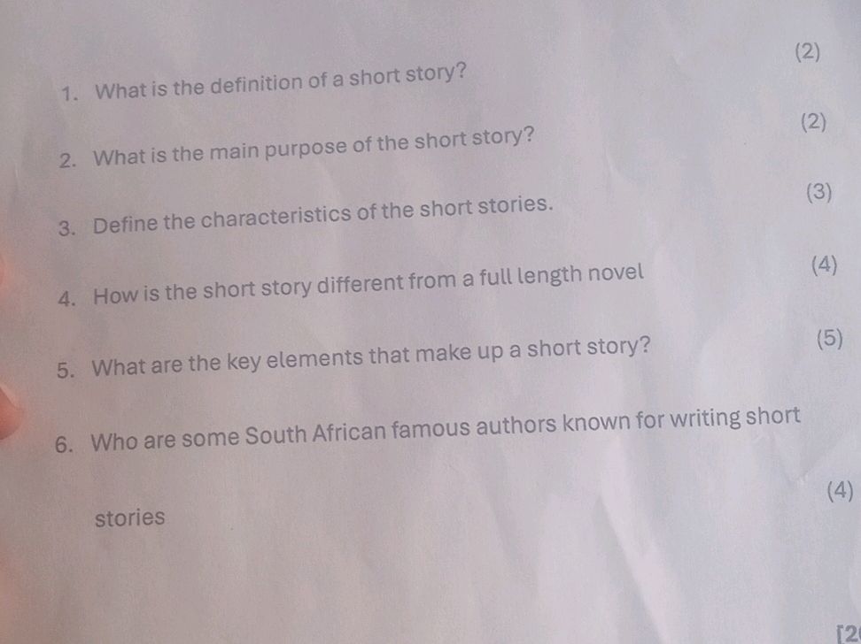 1. What is the definition of a short story? | StudyX