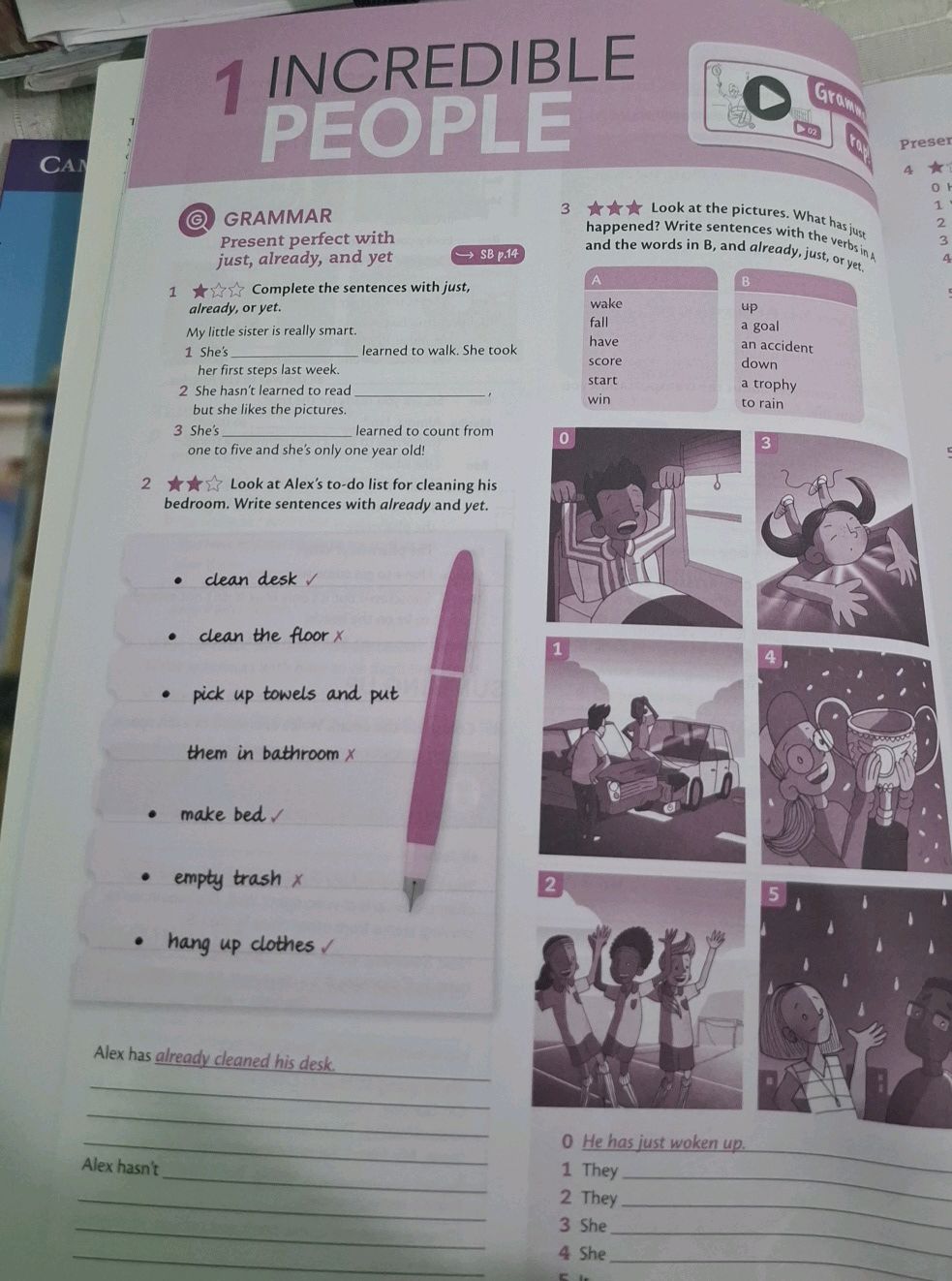 GRAMMAR Present perfect with just, already, | StudyX