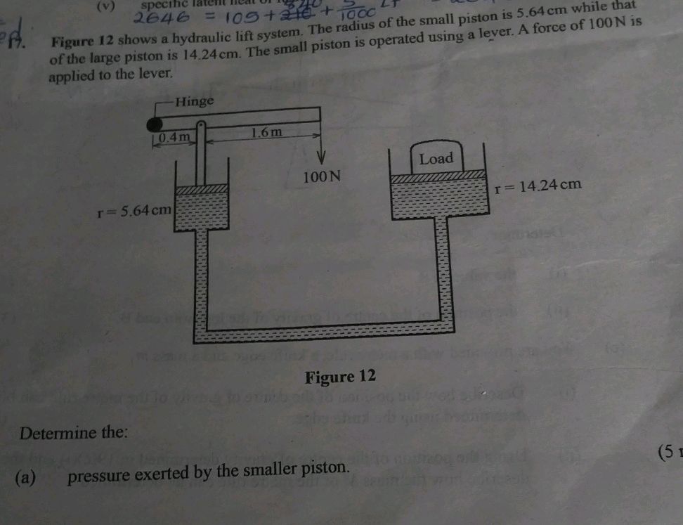 Figure 12 shows a hydraulic lift system. The | StudyX