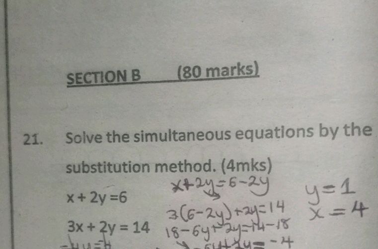 21. Solve the simultaneous equations by the | StudyX