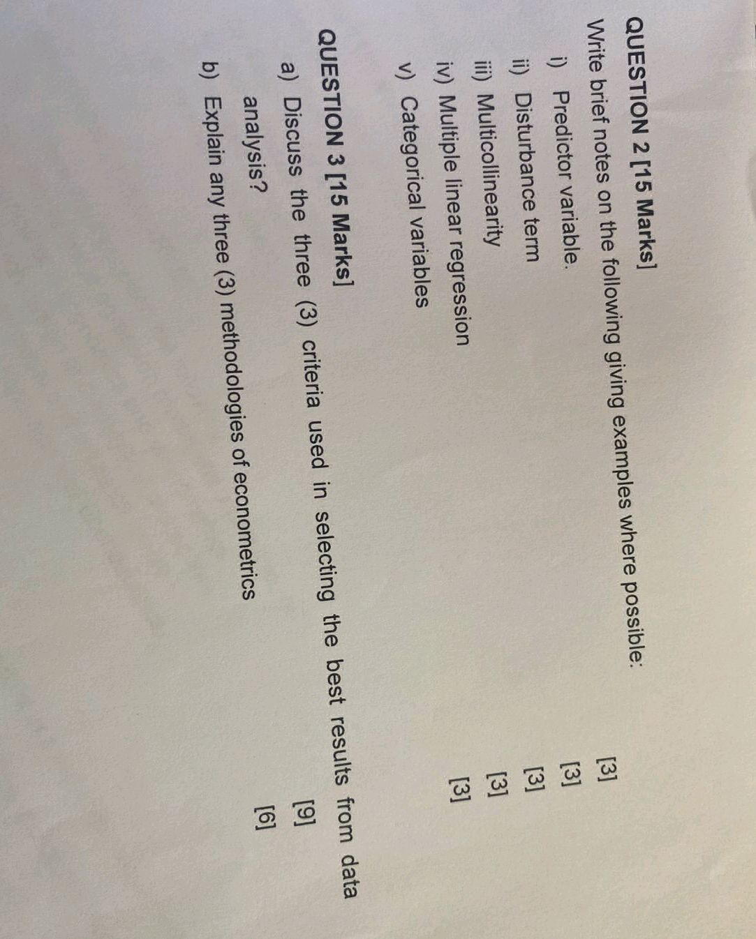 QUESTION 2 [15 Marks] Write brief notes on