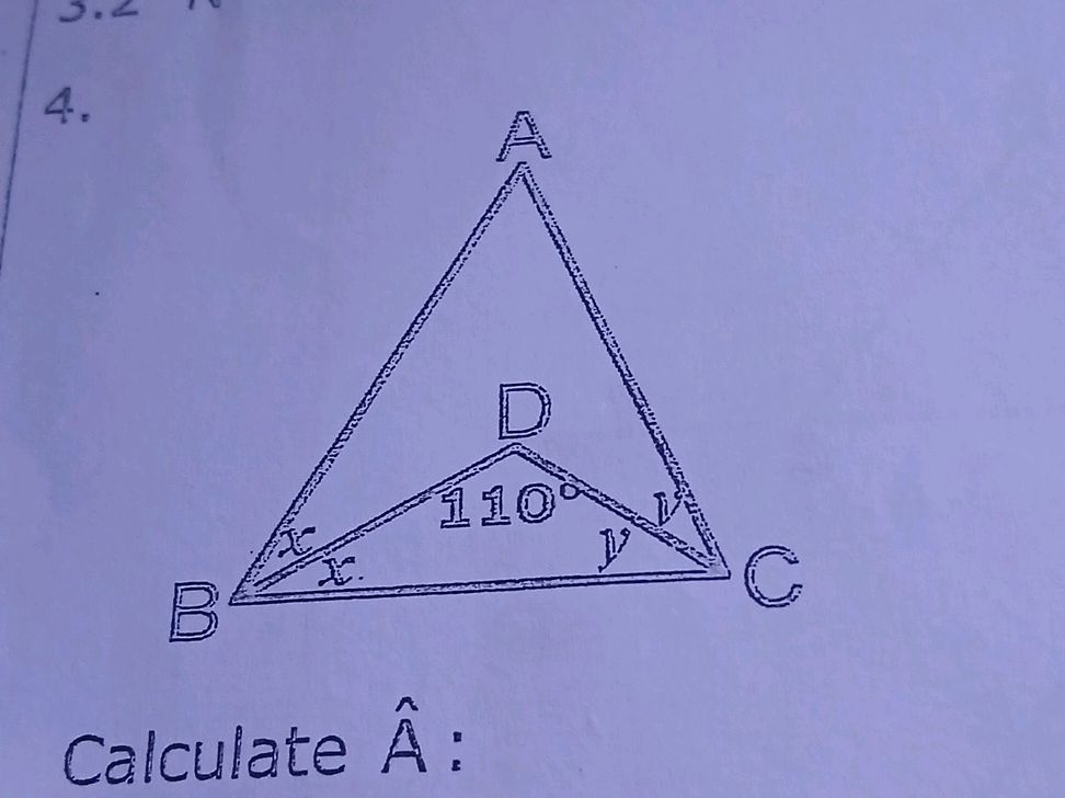 Calculate $ {A}$: The image shows a triangle