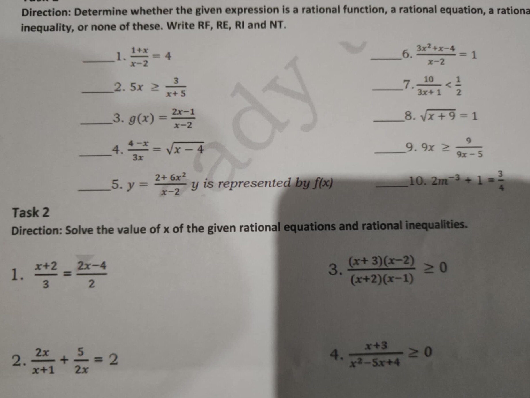 Direction: Determine whether the given | StudyX