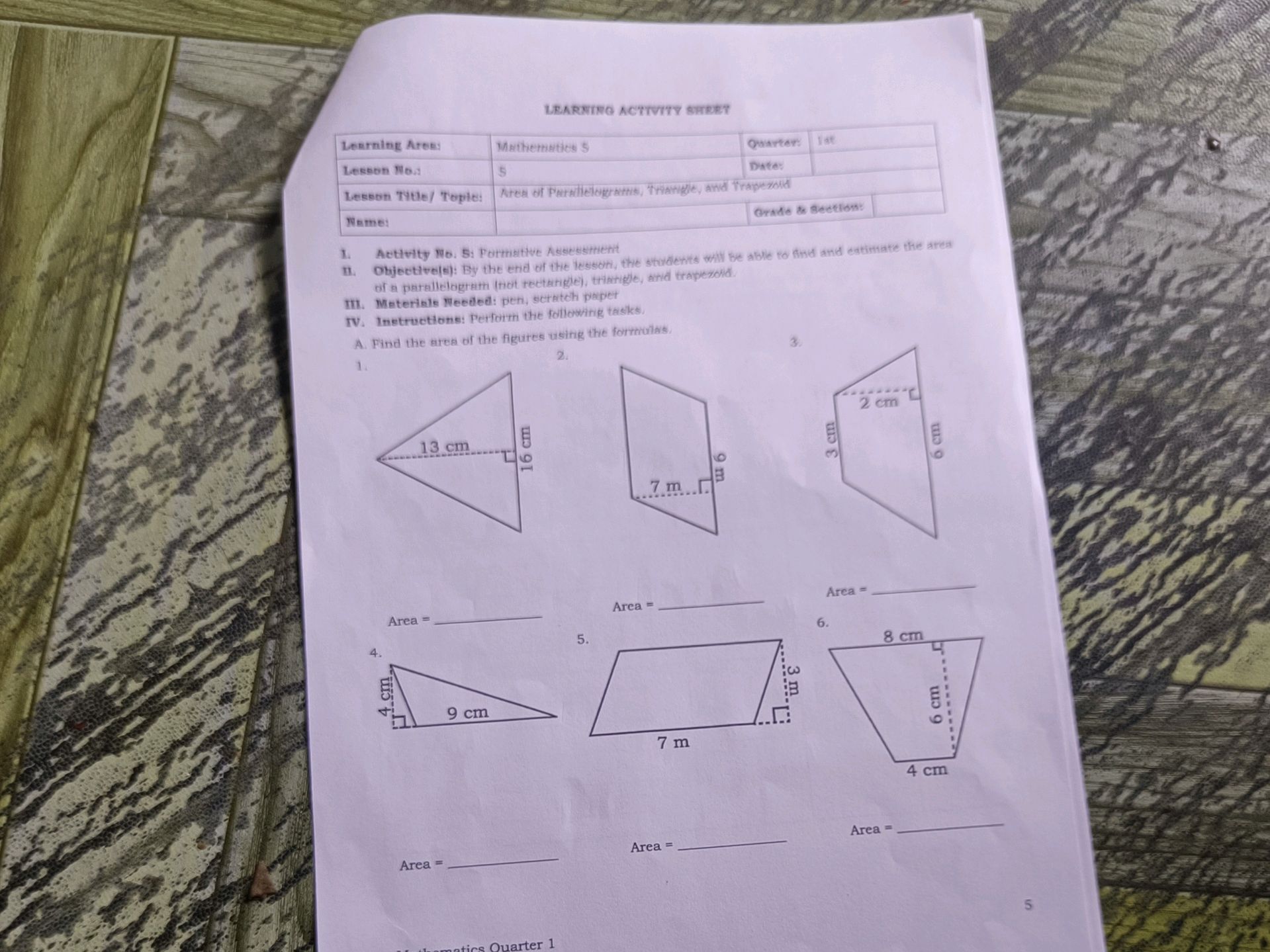 LEARNING ACTIVITY SHEET Learning Area: | StudyX