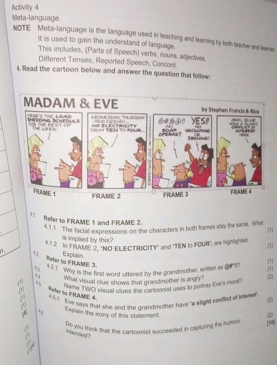 4. Read the cartoon below and answer the | StudyX