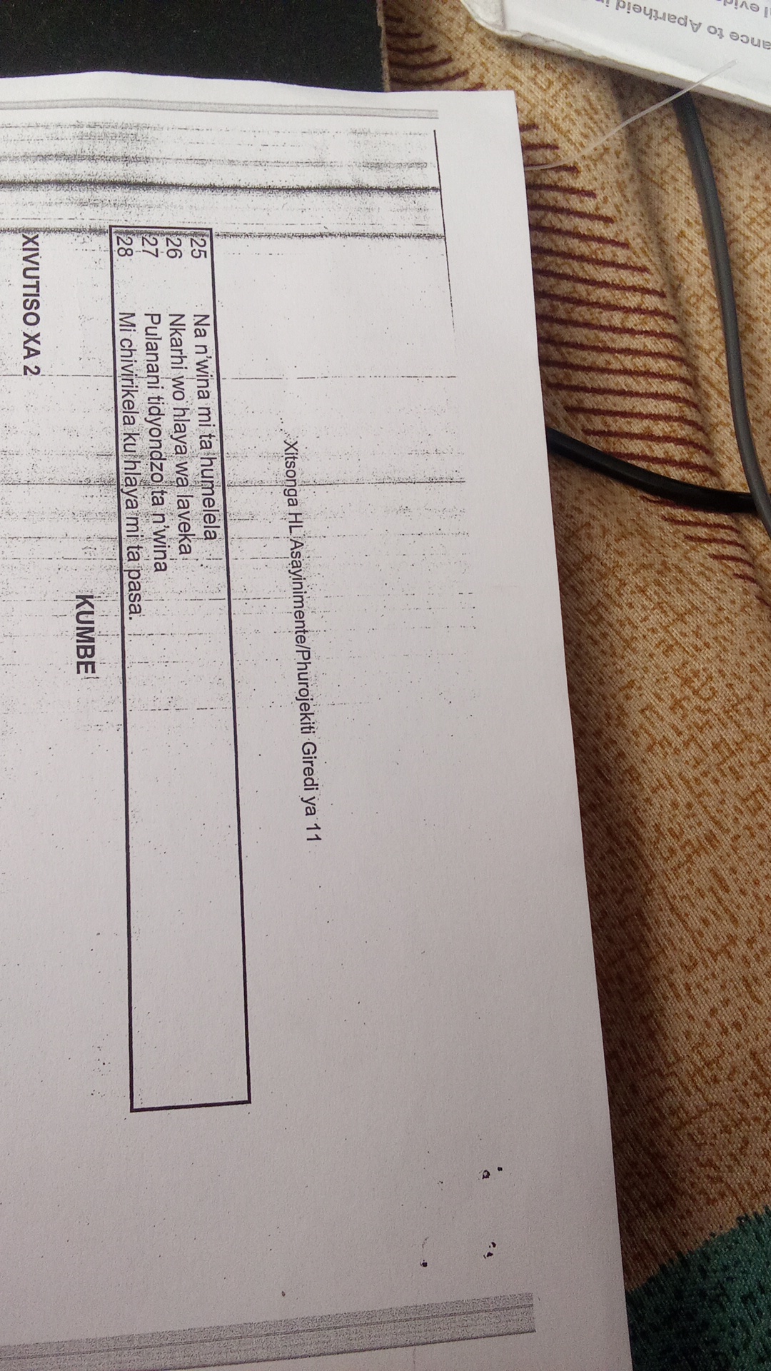 XIYENGE XA A: VUTLHOKOVETSERI Makorho ya | StudyX