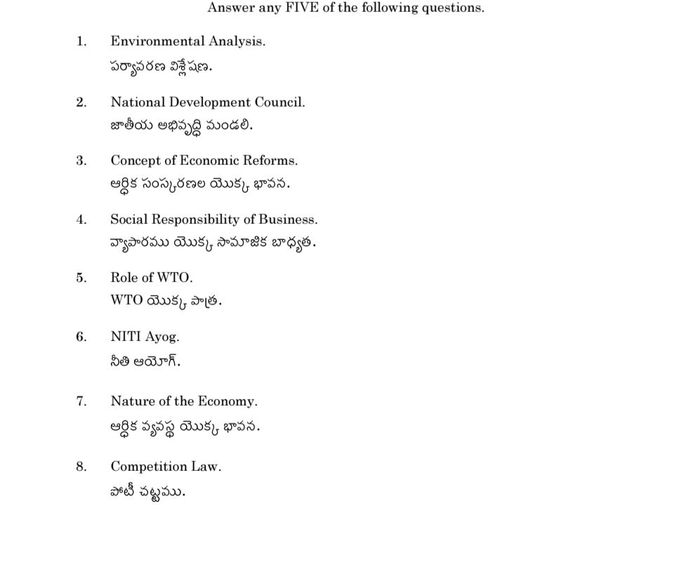 Answer any FIVE of the following questions. | StudyX