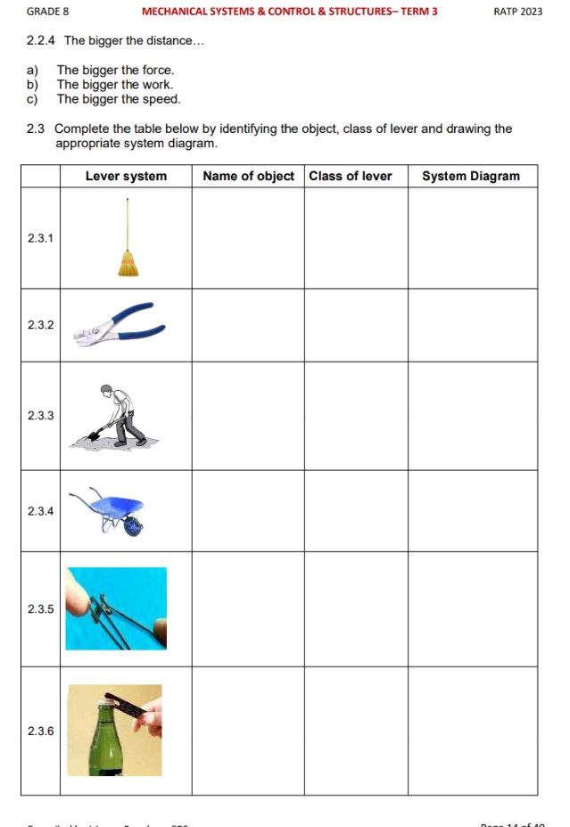 GRADE 8 MECHANICAL SYSTEMS CONTROL | StudyX