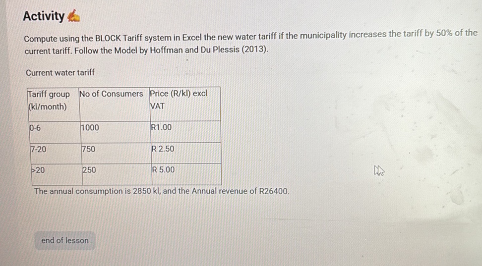Compute using the BLOCK Tariff system in | StudyX