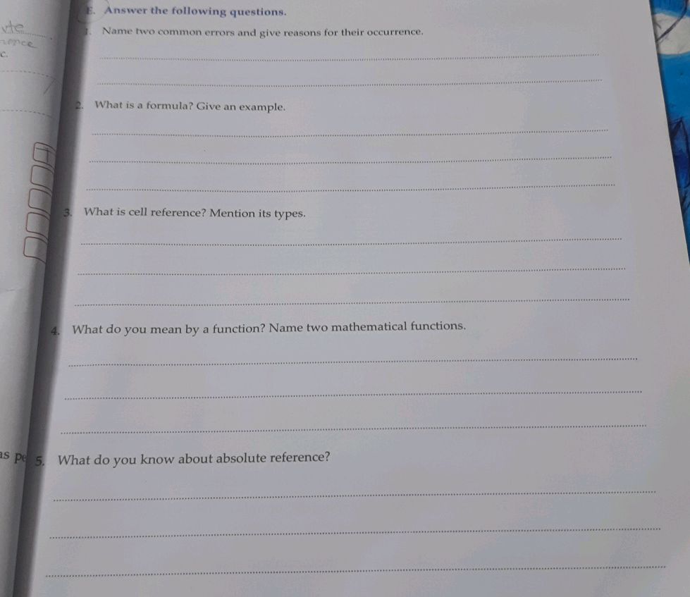 E. Answer the following questions. 1. Name | StudyX