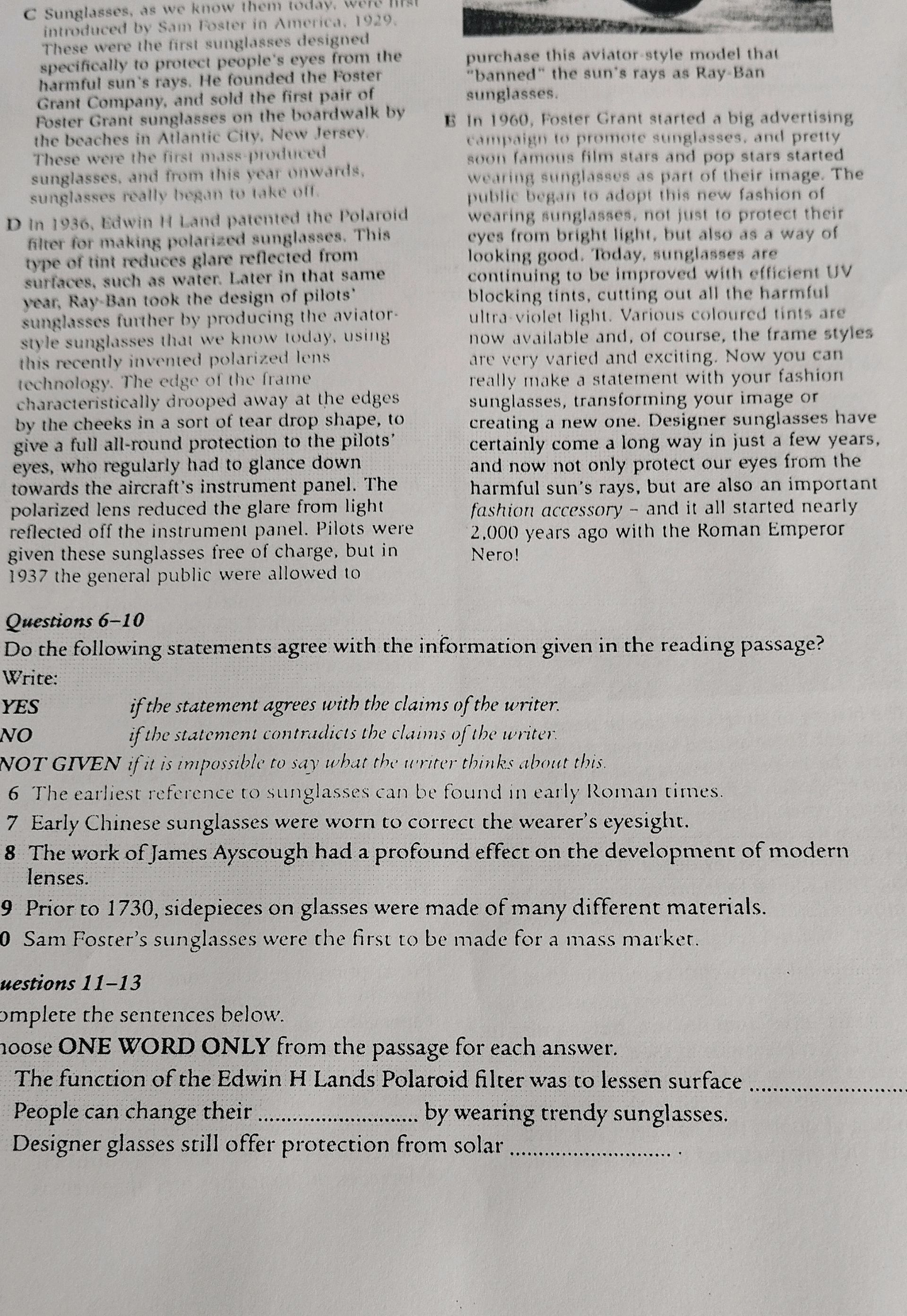 Questions 6-10 Do the following statements | StudyX