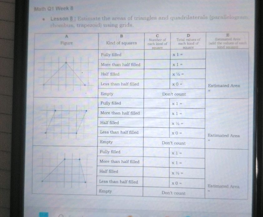 Math Q1 Week 8 Lesson 8: Estimate the areas | StudyX