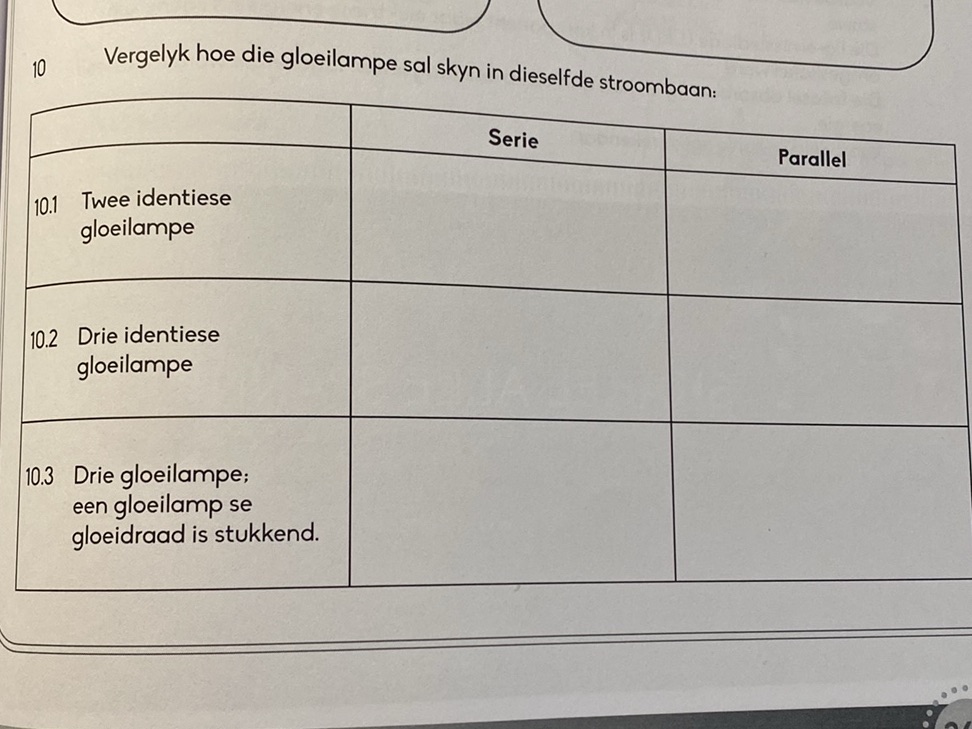 10 Vergelyk hoe die gloeilampe sal skyn in