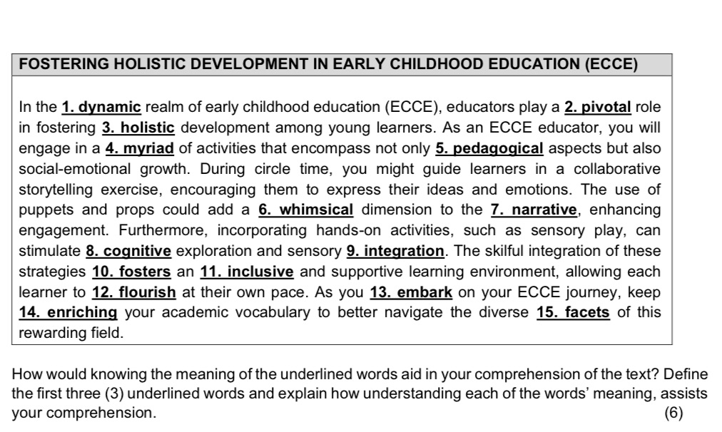 FOSTERING HOLISTIC DEVELOPMENT IN EARLY | StudyX