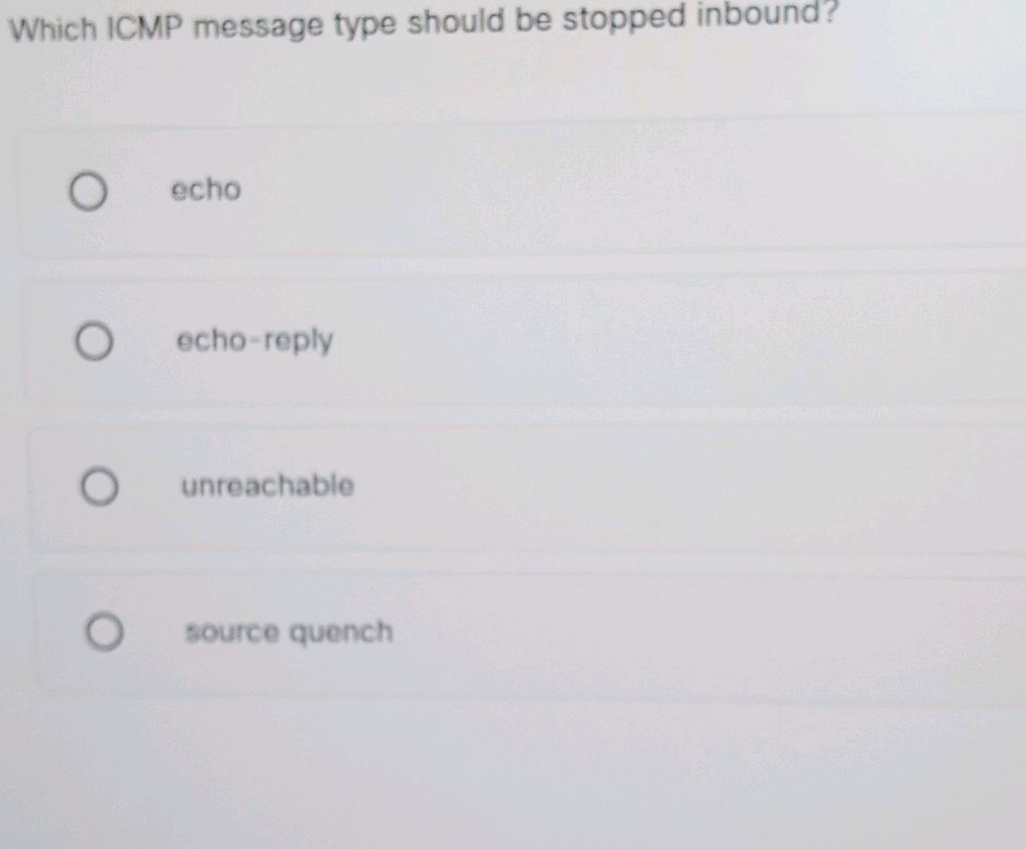 Which ICMP message type should be stopped